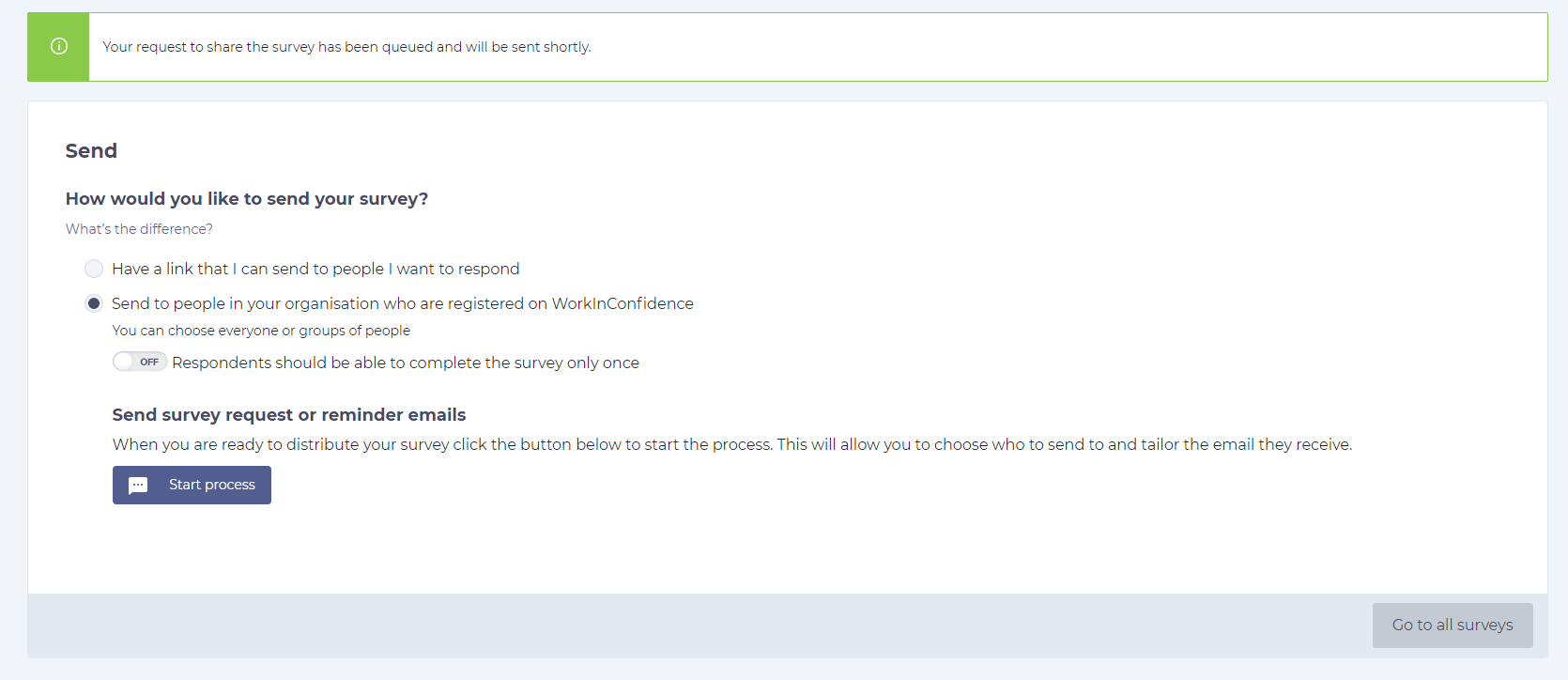 Sending a Request to Complete a Survey to Registered Users ...